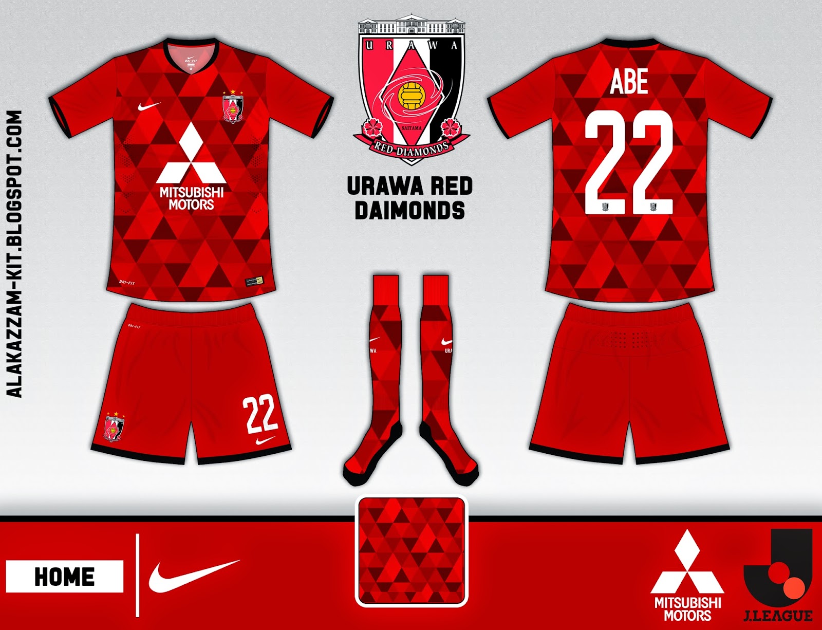 Urawa Red Diamonds Fantasy Home Kit (Nike) | Alakazzam Kit Design