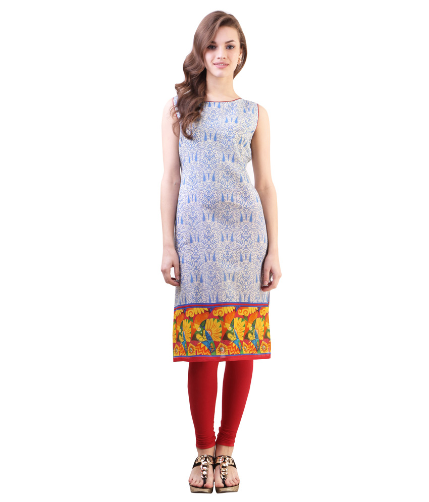 Libas Blue Cotton Straight Kurti | Sach Online Store