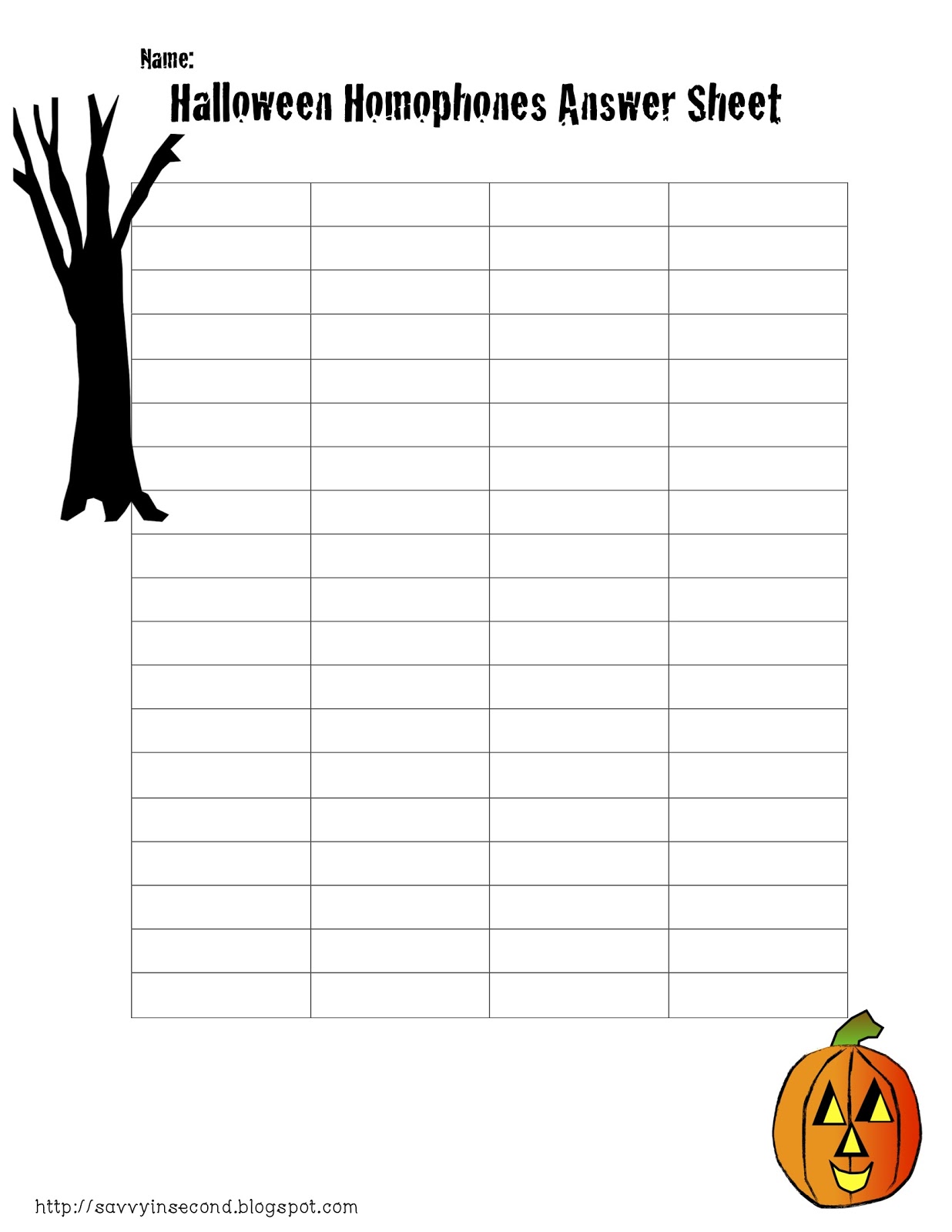 Savvy in Second: Second Grade Freebies: Halloween Homophones