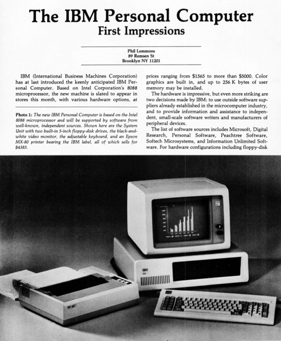 First Versions: IBM (Personal Computer)