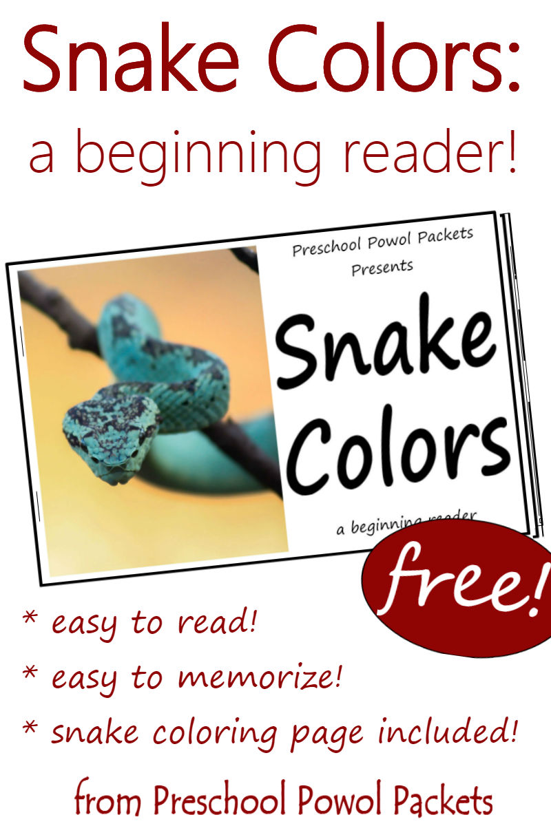 {FREE} Snake Colors Easy Reader Book | Preschool Powol Packets