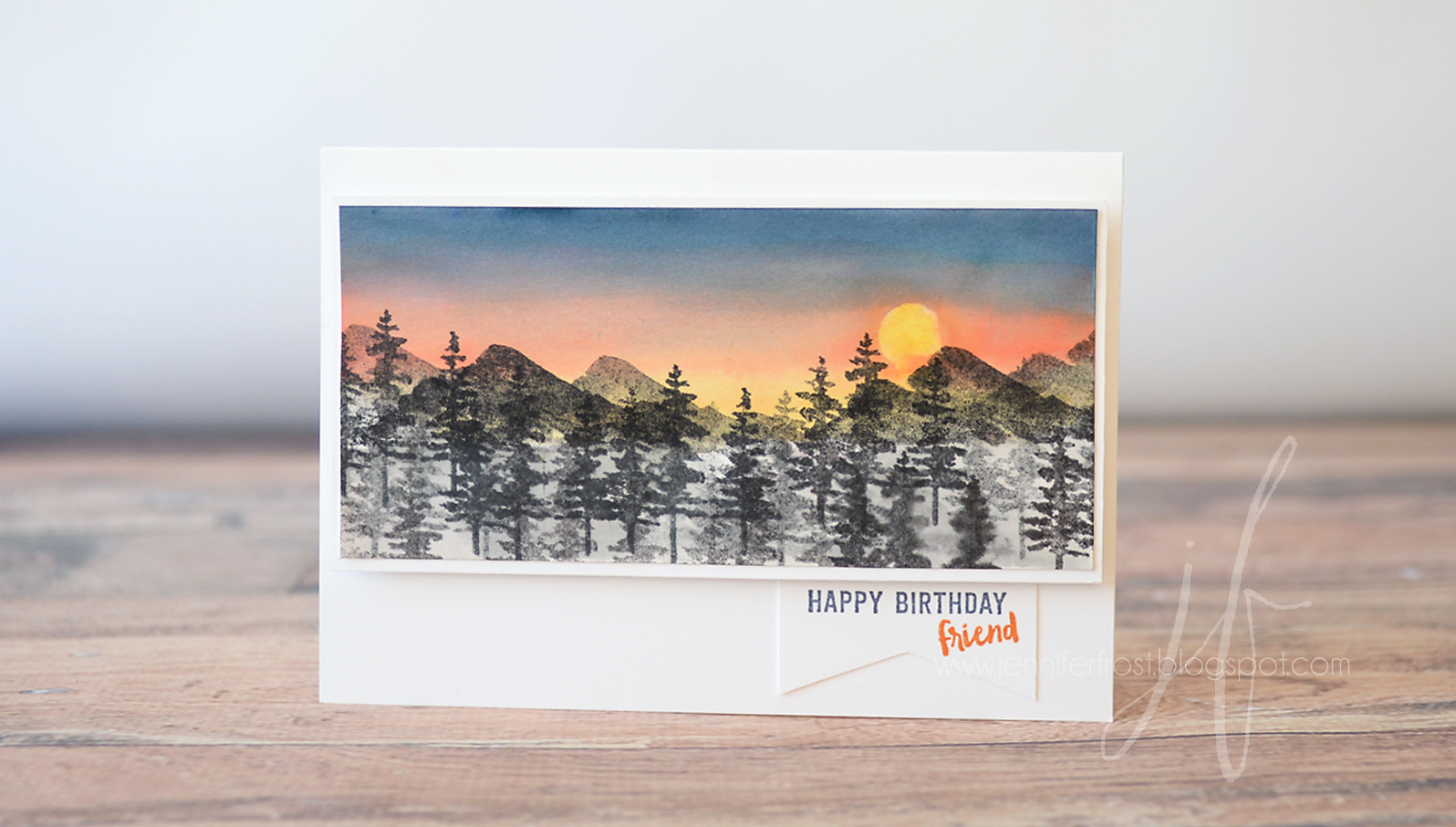 Brusho Waterfront Sunset - Papercraft by Jennifer Frost