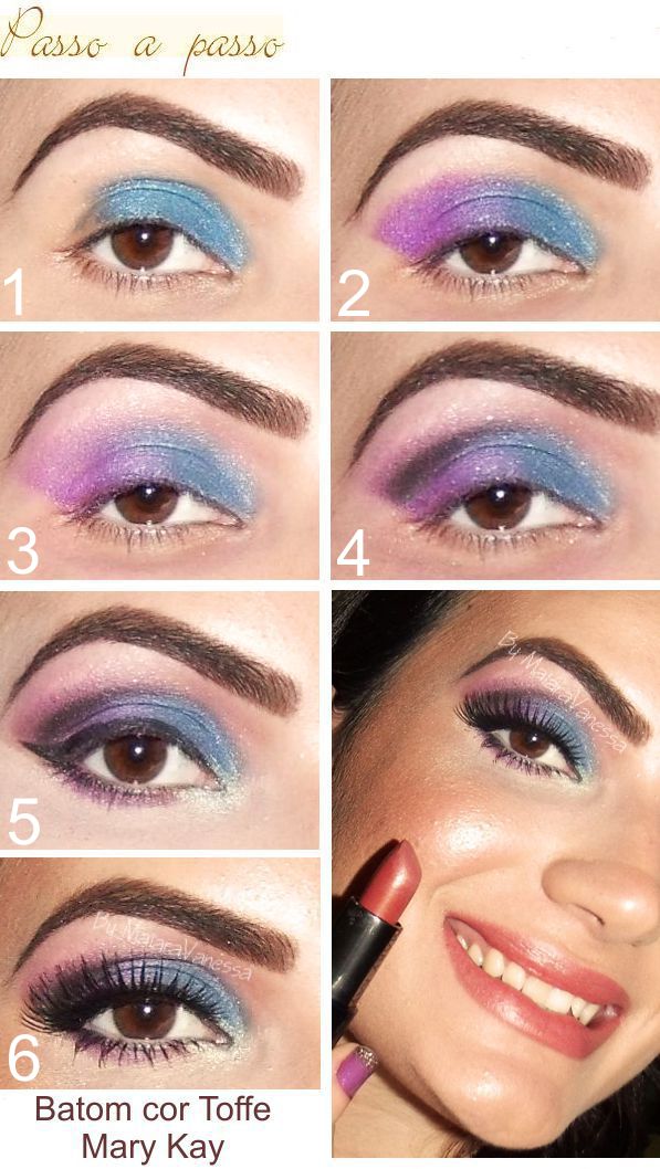 Dicas de Beleza com Maiara Vanessa: Passo a passo Make Azul, Roxo e Rosa