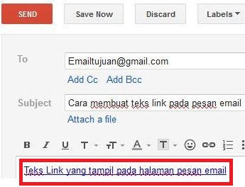 Cara Membuat Teks Link Pada Pesan Email