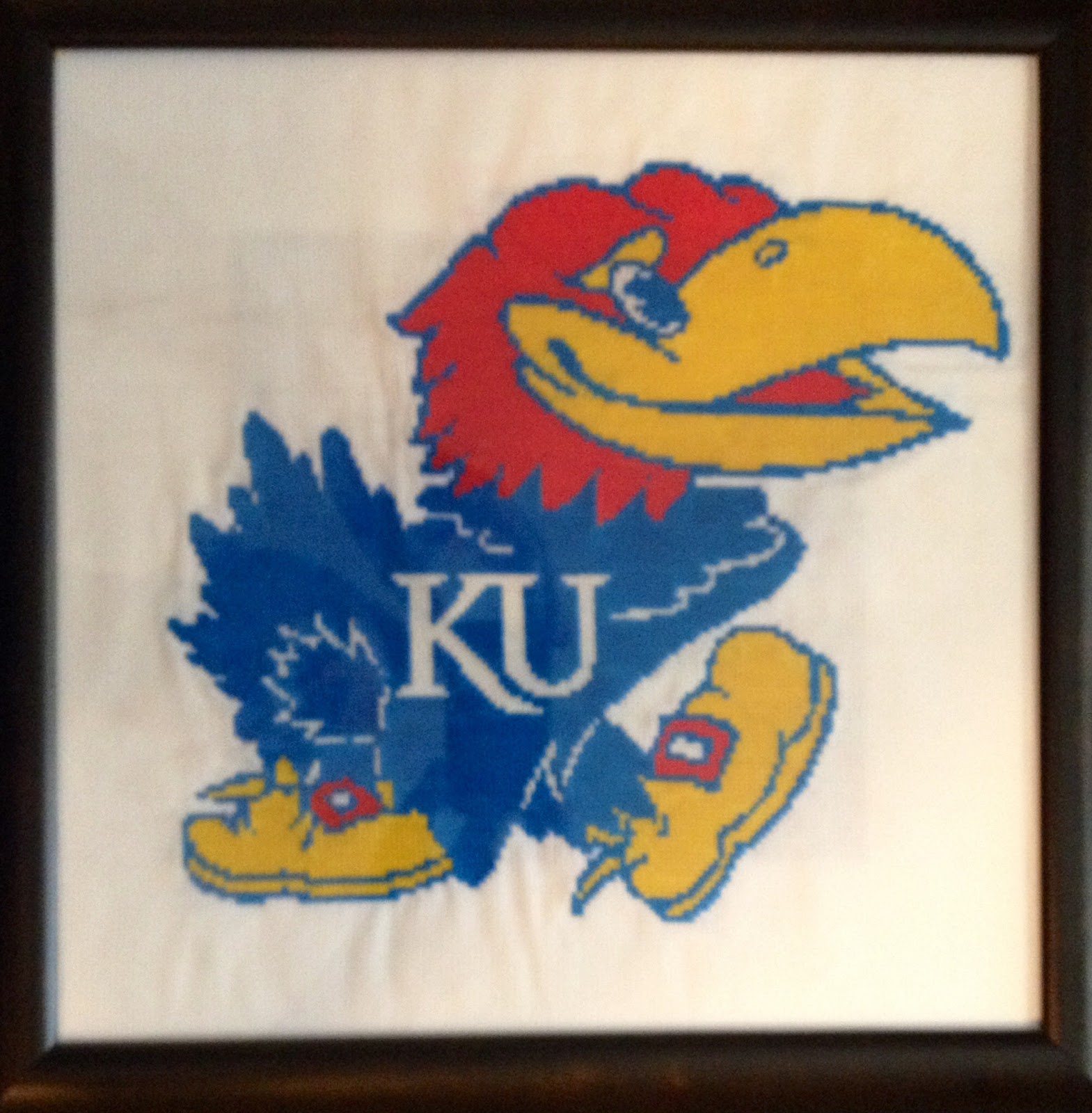 EASY PATTERNS: University of Kansas Jayhawks cross-stitch pattern