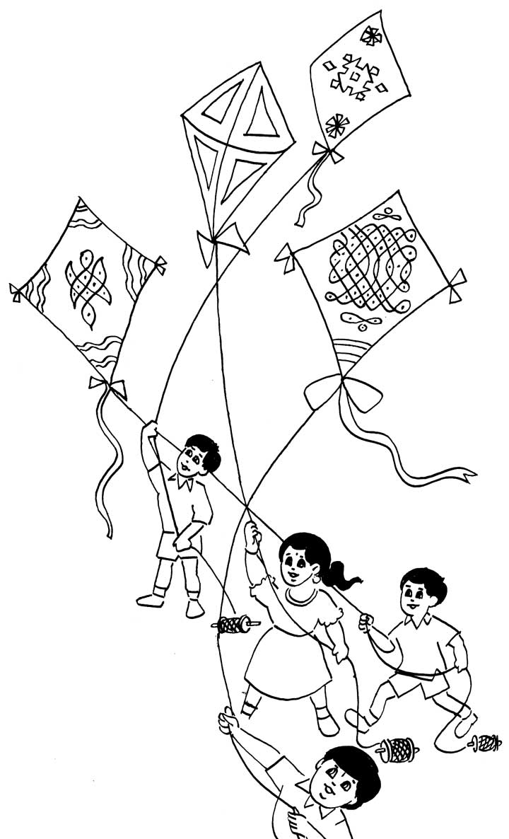 Sankranti Coloring Pages For Kids Sketch Coloring Page