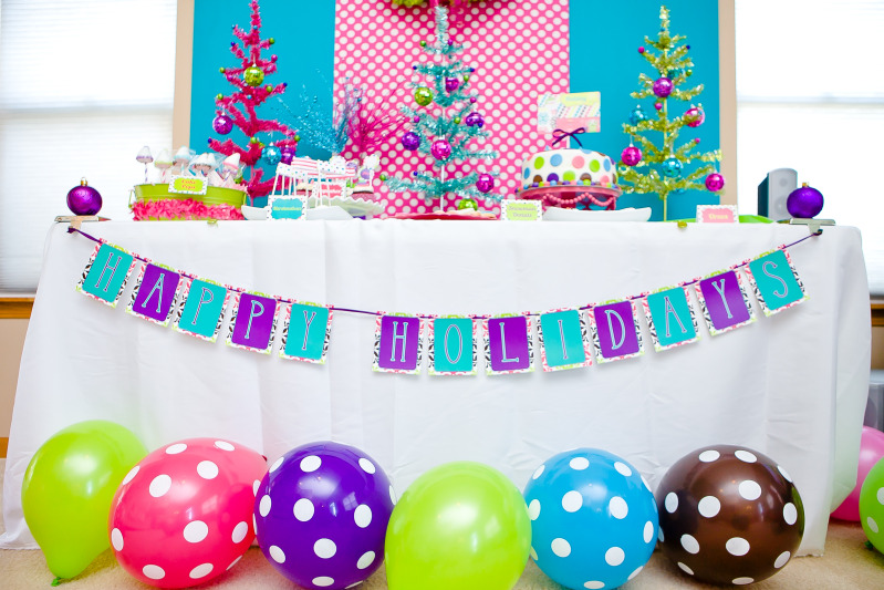 Kara's Party Ideas Merry + Bright Colorful Holiday Children's Christmas ...