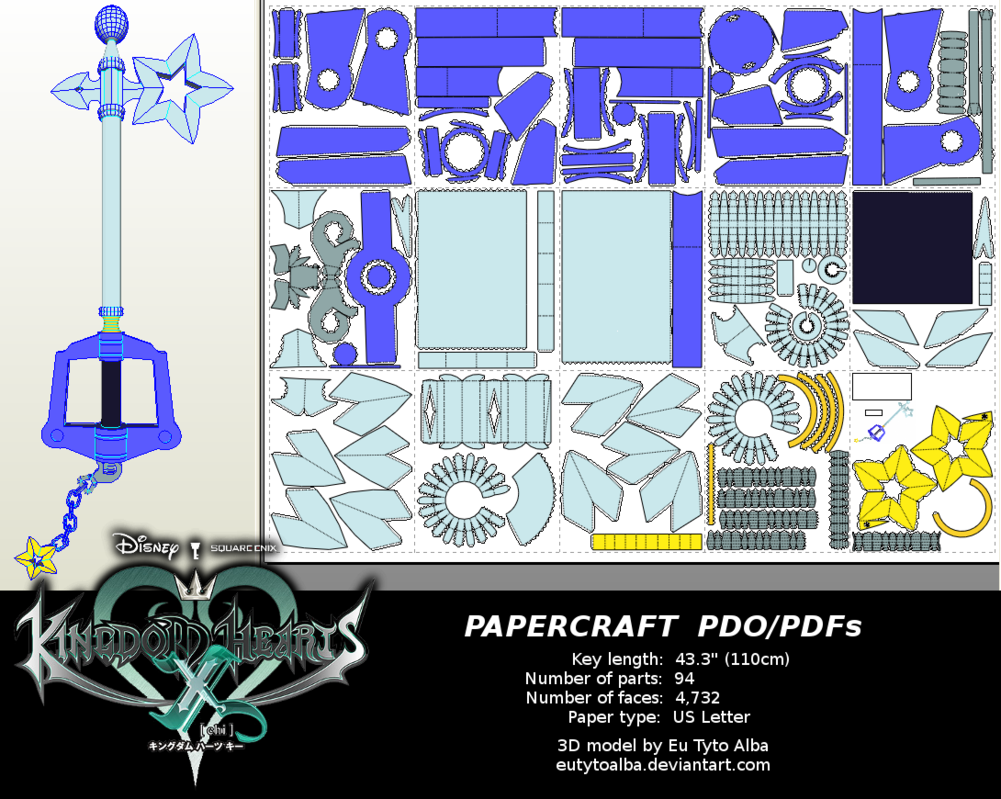 Kingdom Hearts - Starlight Keyblade Papercraft | Papercraft Paradise ...