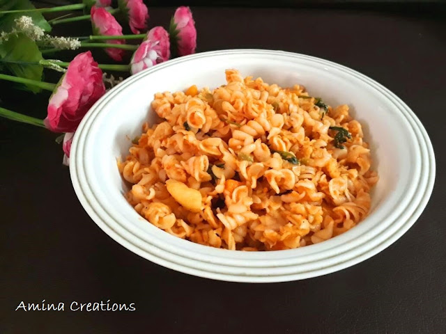 AMINA CREATIONS: VEGETABLE AND CHEESE SPIRAL PASTA