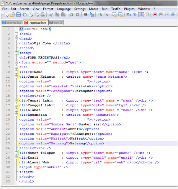 Form Registrasi Menggunakan Bahasa Html Lembaran Kuliahku