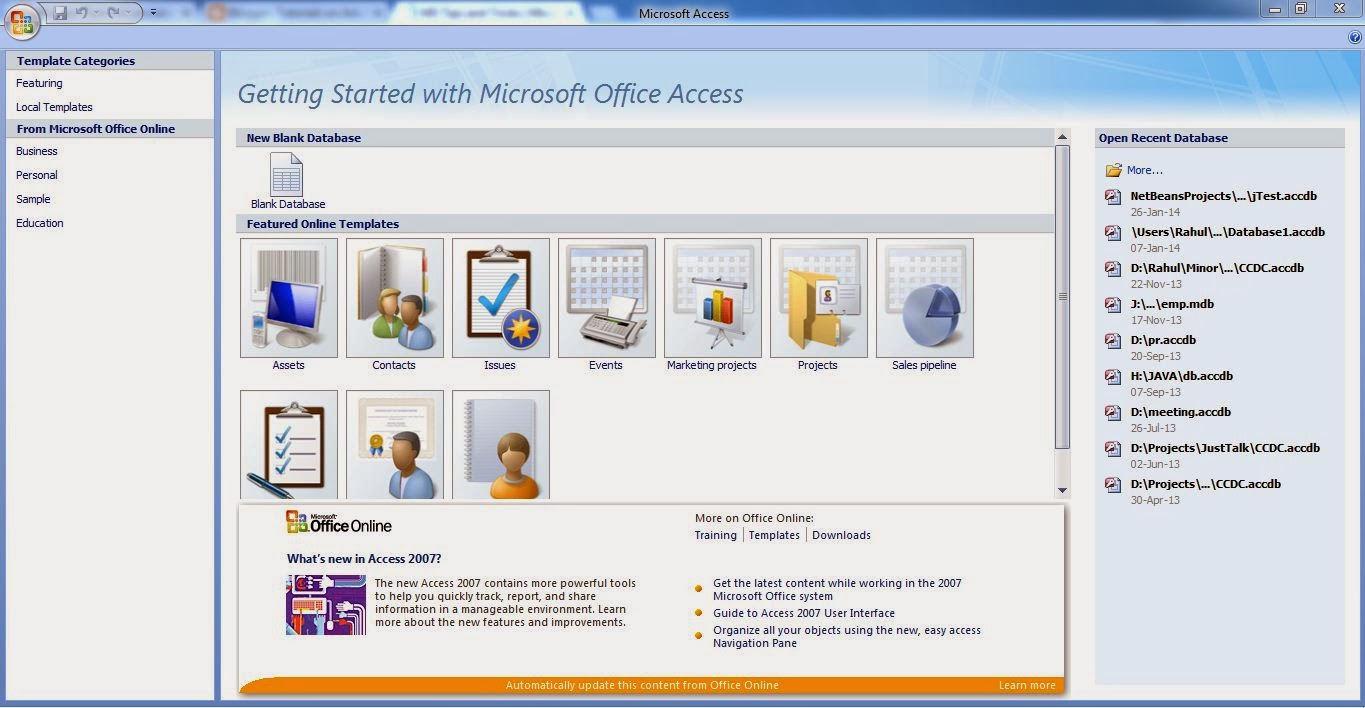Tutorials On Advance Java Create Ms Access File