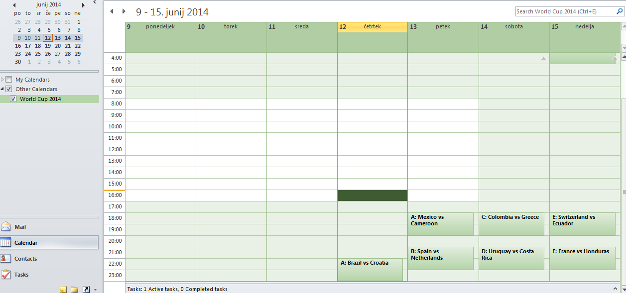Poslovna informatika: OUTLOOK: Urnik svetovnega prvenstva v nogometu ...