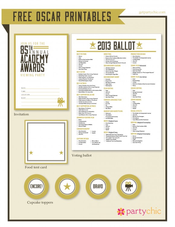 Be Different...Act Normal: Printable Oscar Ballot Roundup