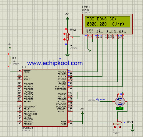 Đo tốc độ động cơ hiển thị LCD 16x2 - ATmega16