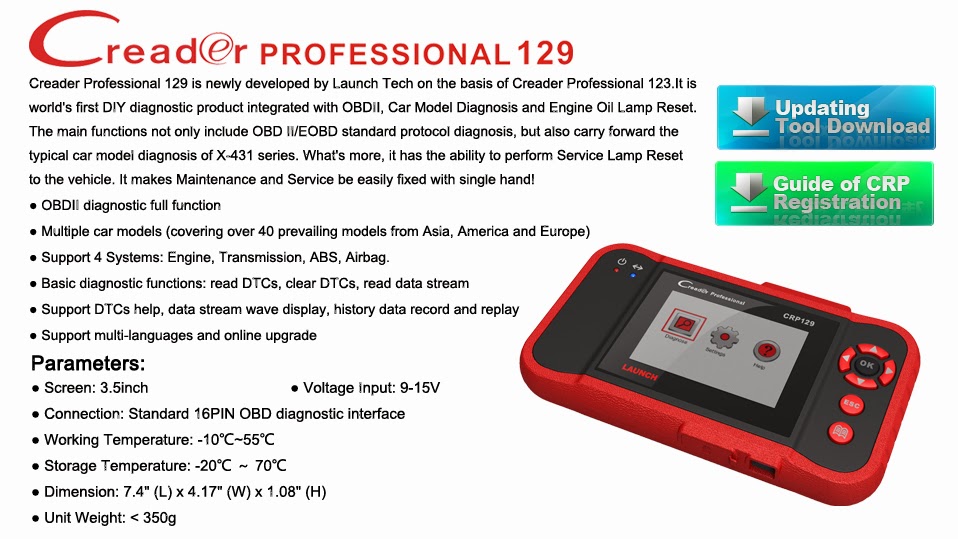 Launch X431 Auto diagnostic tools: Launch CRP123 and Launch CRP129