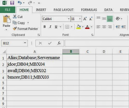 Using Excel to Create Exchange Scripts