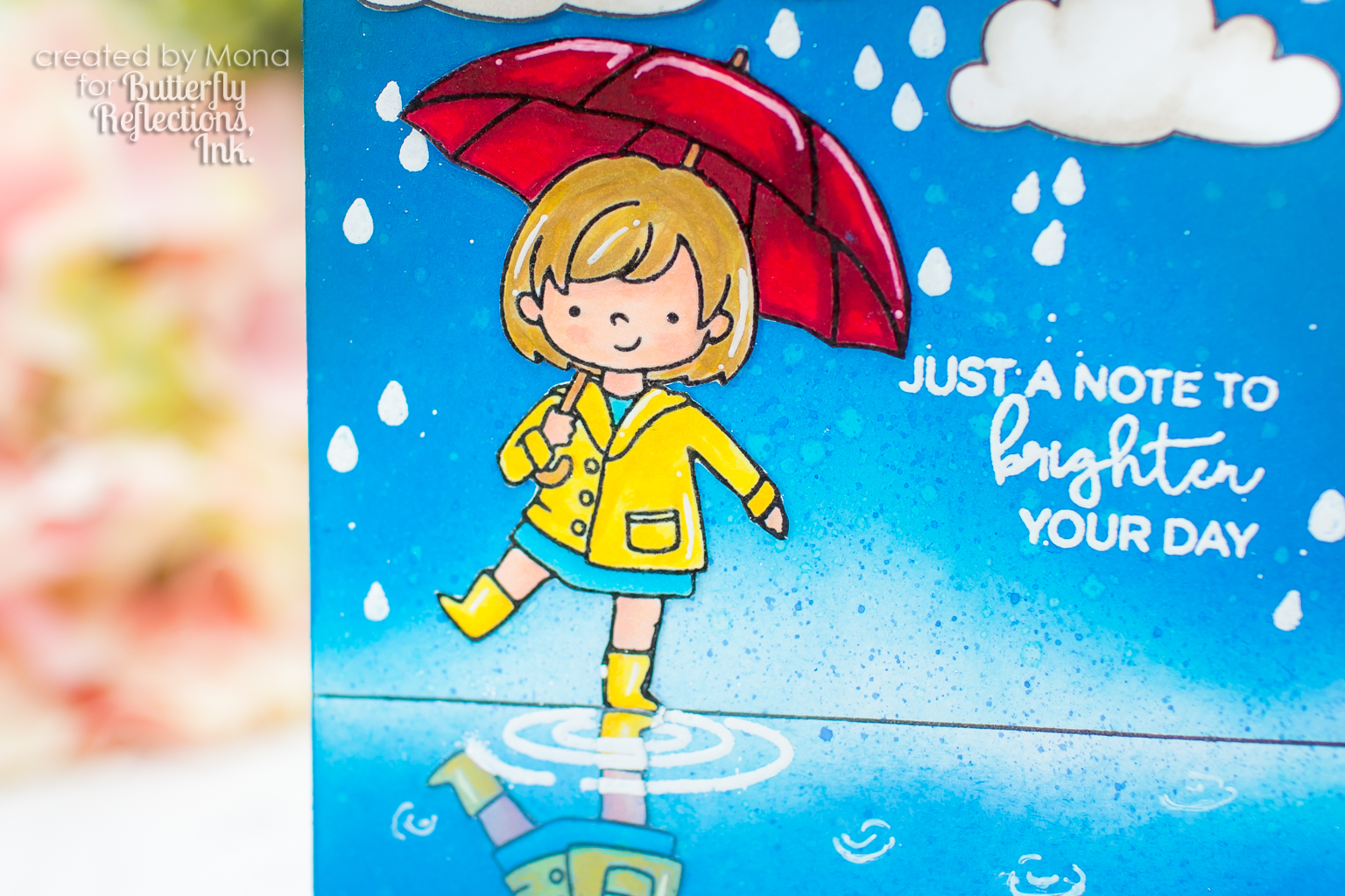 Summer rain card with Hello Bluebird Rainy Day Stamp Set