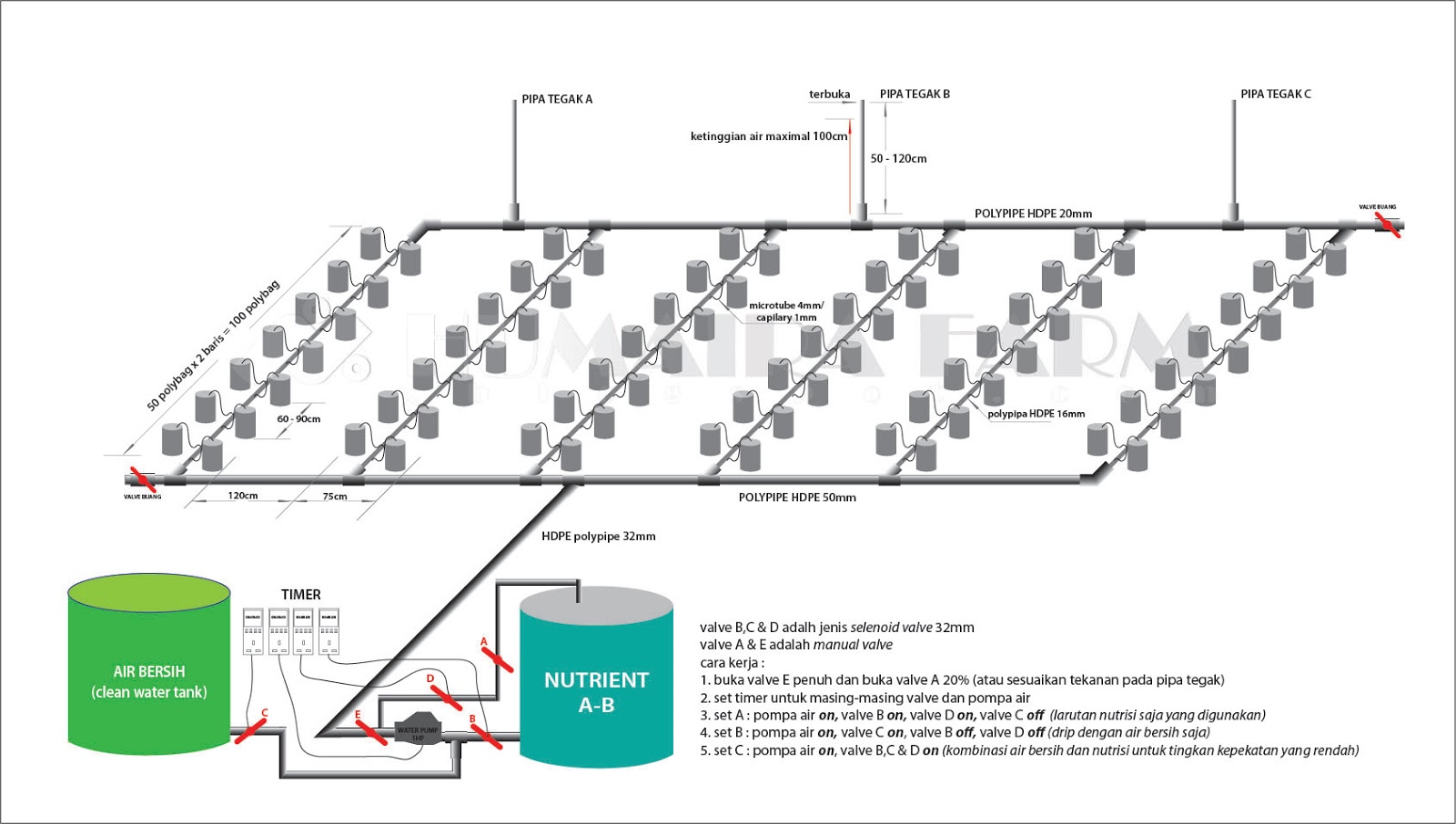 System pemasangan pipa Fertigasi ~ HUMAIRA FARM