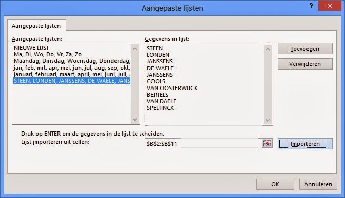 Tips voor Excel: Aangepaste Lijsten