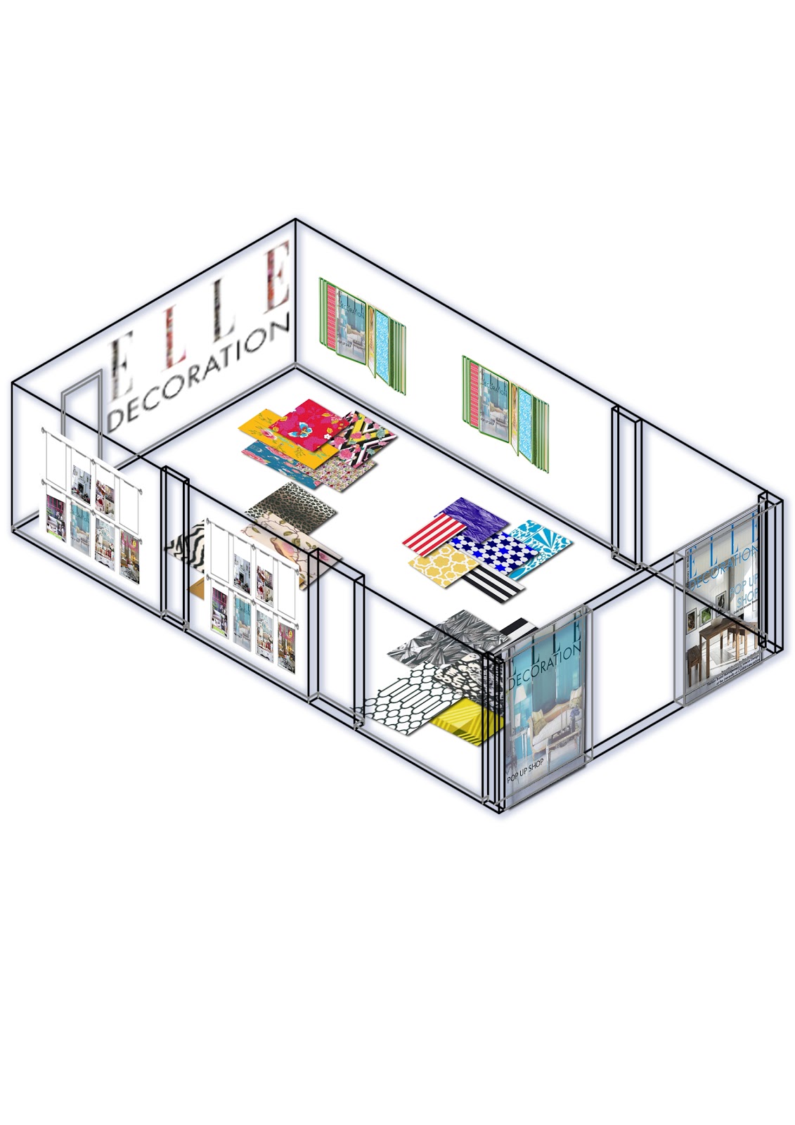 Elle Decoration Pop Up Shop: perspective drawing of final design