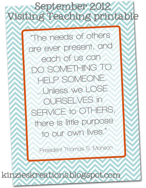 Kinzie's Kreations: Service- A Visiting Teaching printable