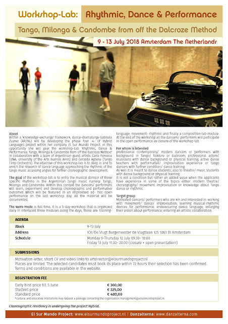 Workshop-Lab Rítmica, Danza & Performance: Tango, Milonga & Candombe por el método Dalcroze ...