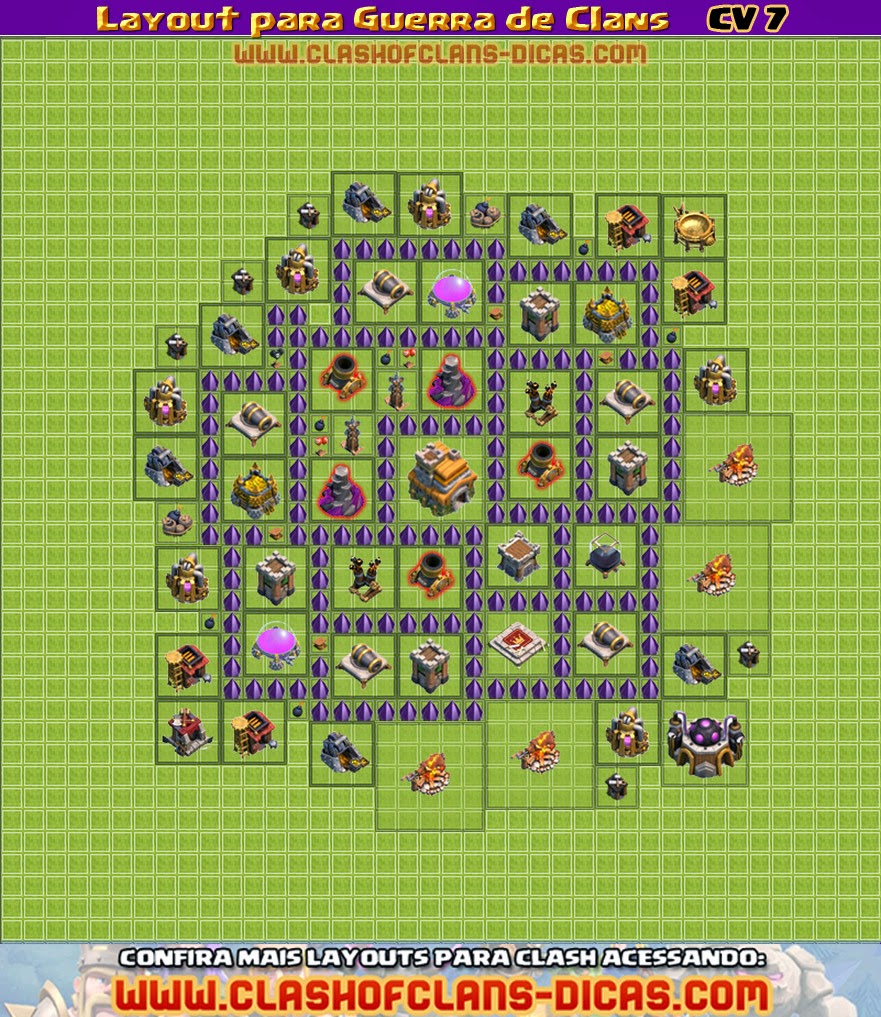 Layouts de CV 7 para Guerra de Clans - Clash of Clans Dicas, Gemas ...