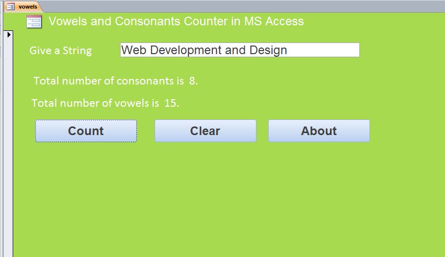 Free Programming Source Codes and Computer Programming Tutorials: Vowels and Consonants Counter ...