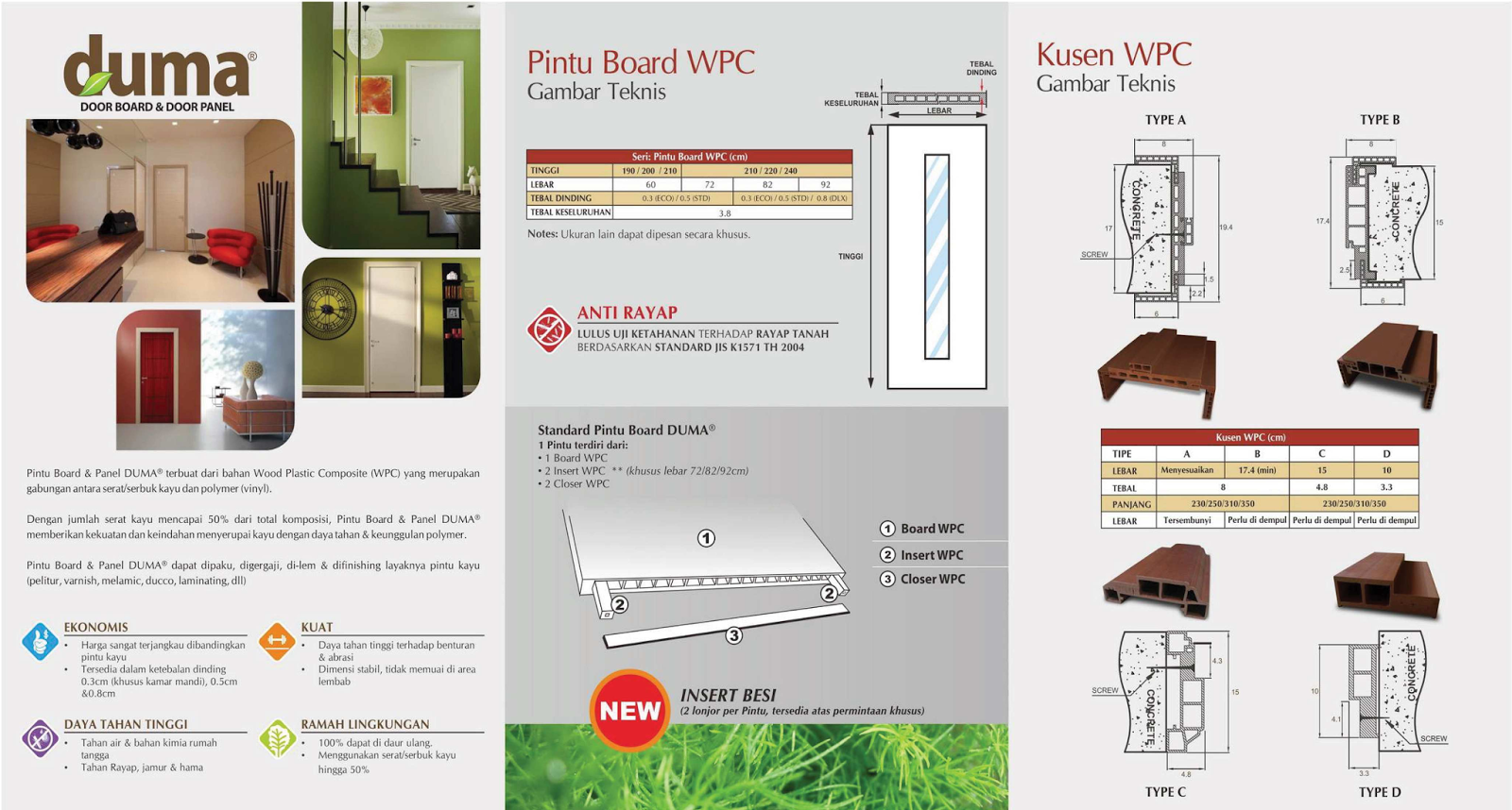 PINTU ANGZDOOR, WPC DUMA DOOR, PINTU DOUBLE TRIPLEK: DUMA DOOR "WPC"