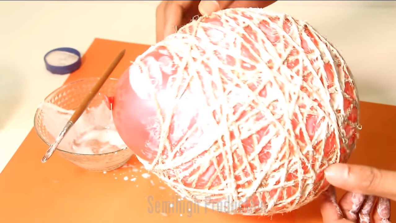 How to make lampshade with Jute Yarn and PVC | Diy Crafts - SemiHigh ...