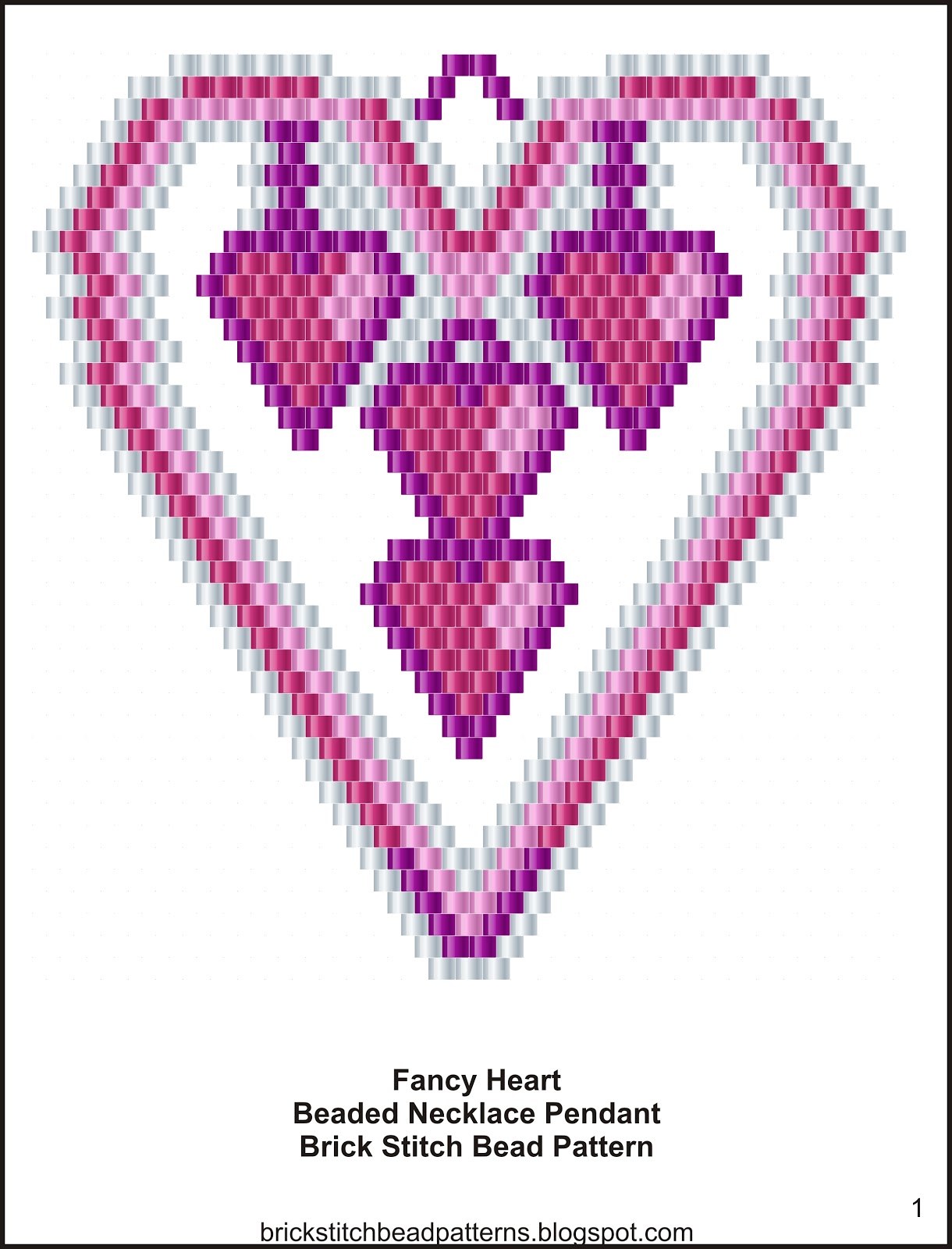 Brick Stitch Bead Patterns Journal: Fancy Pink Heart Brick Stitch ...