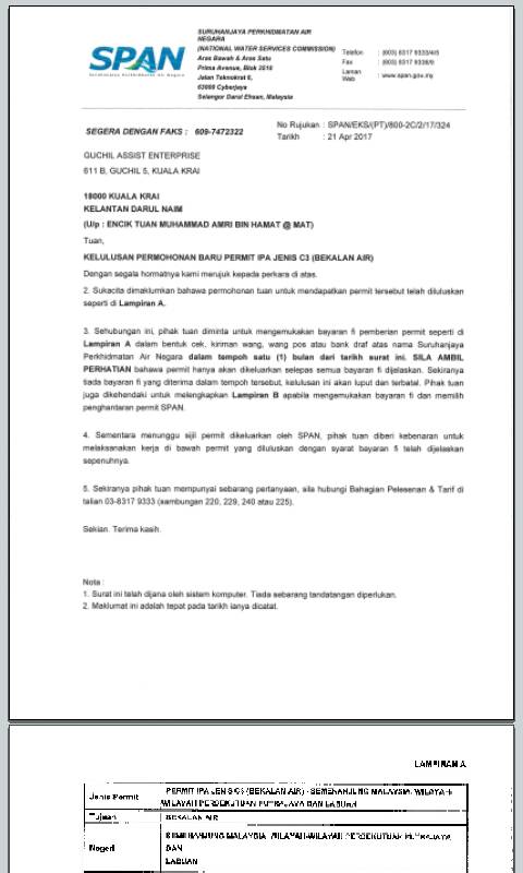 HN CONSULTANT (TR0200337-T): LULUS DAH PERMIT SPAN C3