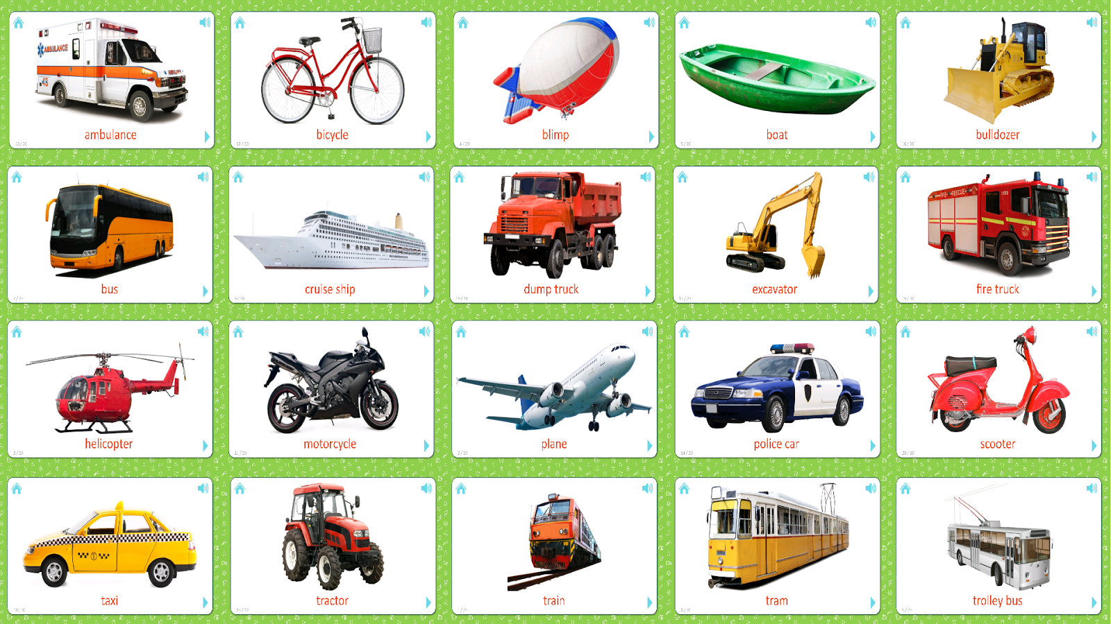Flashcards for Kids: Transportation (20 Cards) Flashcards for Kids