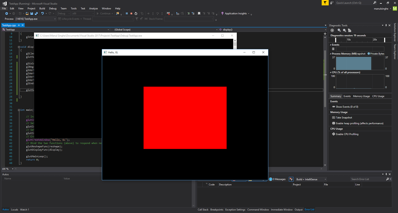 Drawing a Quad in openGL