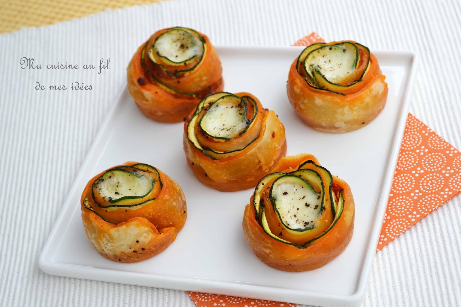 Ma cuisine au fil de mes idées...: Roses feuilletées à la courgette ...