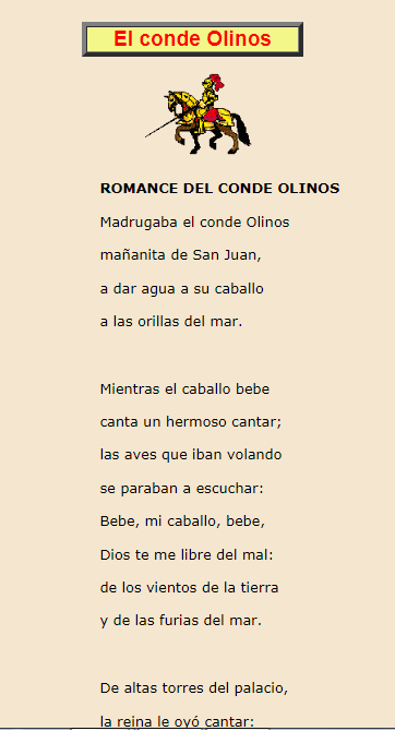 La clase del profe Pedro: Romance del Conde Olinos La clase del profe Pedro: Romance del Conde Olinos