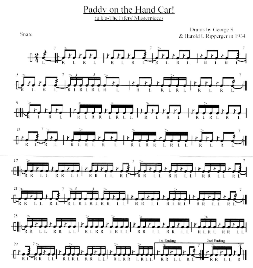 Field Drums (a/k/a Field of Drums): Paddy on the Handcar - Drum Chart