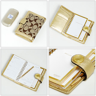 Bags & Bags: COACH 60306 Signature Planner Agenda (Khaki/Gold)