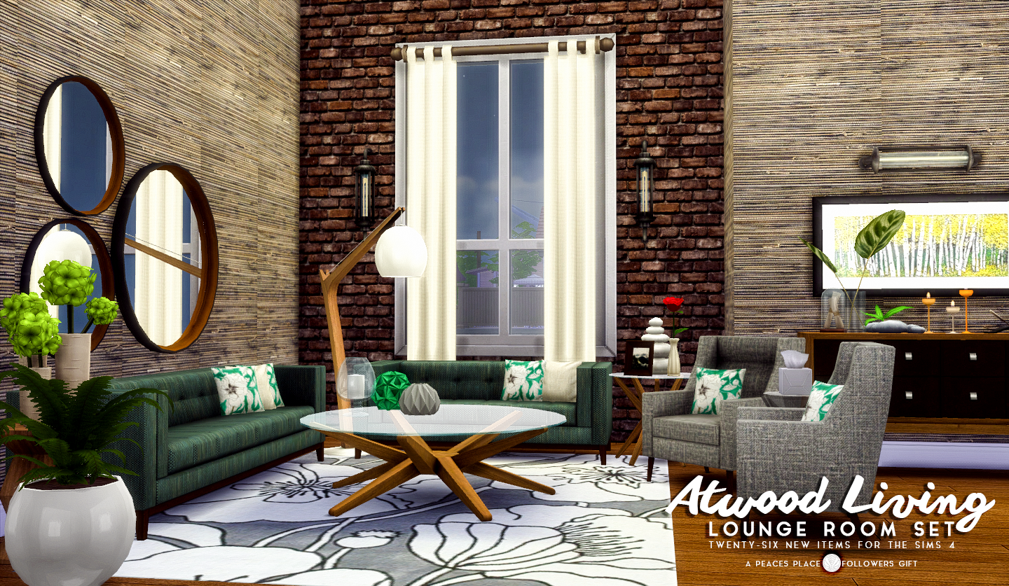 Simsational Designs: UPDATED: Atwood Living - Lounge Room Set for TS4