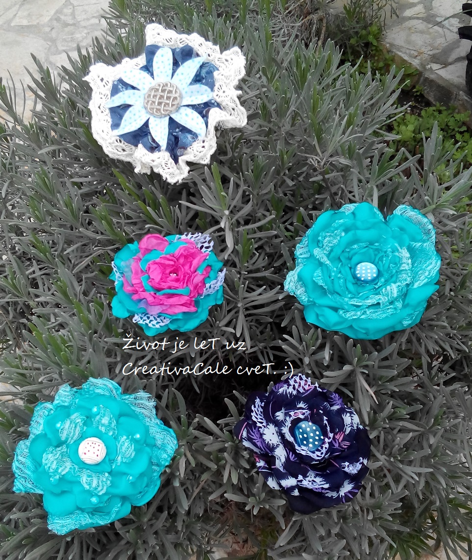 CreativaCale: Unikatni cvetovi 4 / handmade mix fabric flowers