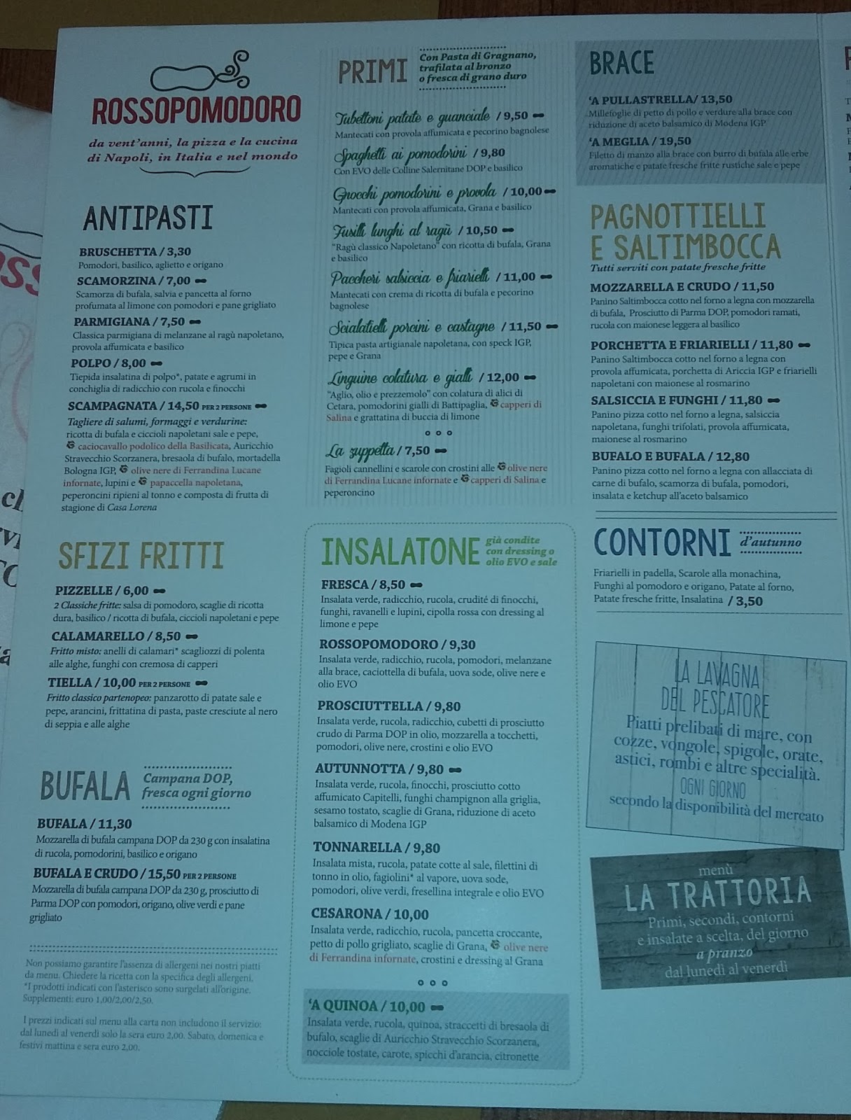 Menu e Prezzi: Catena di Ristoranti Pizzerie ROSSOPOMODORO