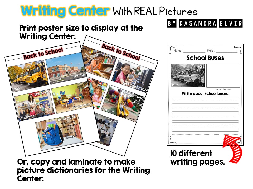 Memories Made in First: FREEBIE Back to School Writing Center with REAL ...