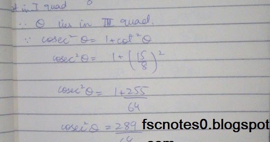 FSc ICS FA Notes Math Part 1 Chapter 9 Fundamentals of Trigonometry ...