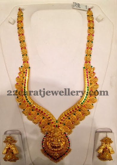 Huge Kasu Haram with Lakshmi - Jewellery Designs