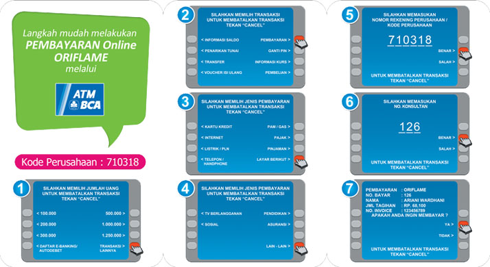 Pembayaran Oriflame via ATM BCA