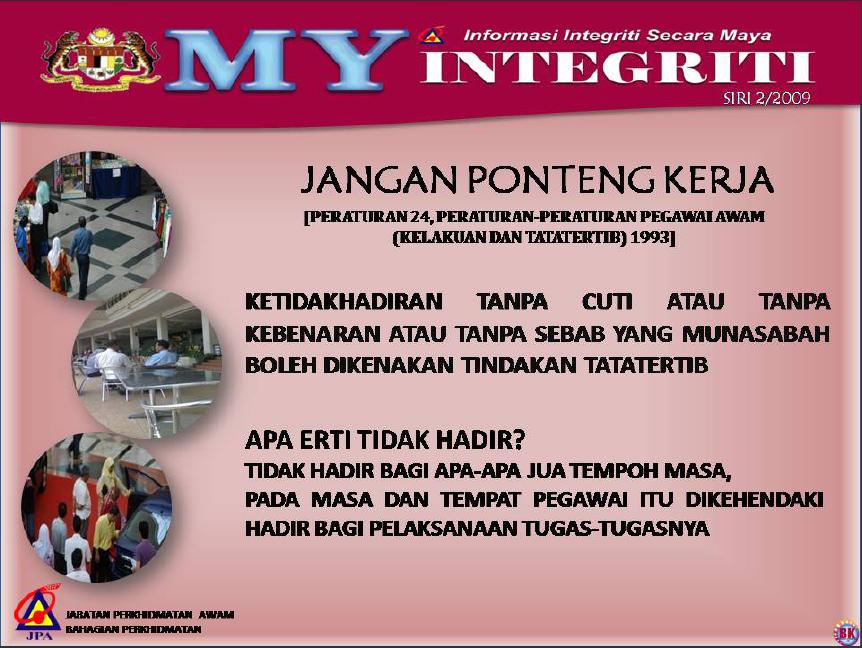 Blog Rasmi Unit Ukur Tanah Wilayah Utara: My Integriti - Jangan Ponteng ...