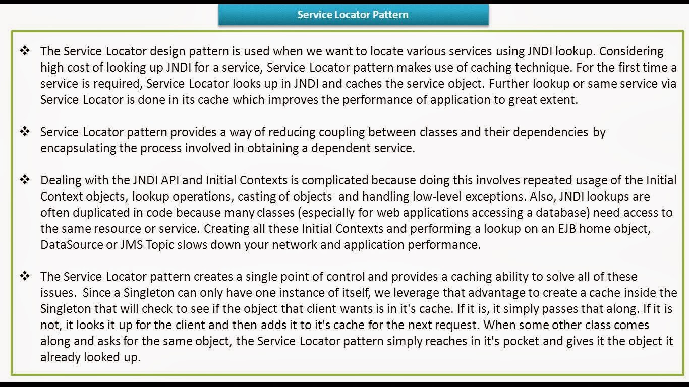 Java Ee Service Locator Design Pattern Keypoints