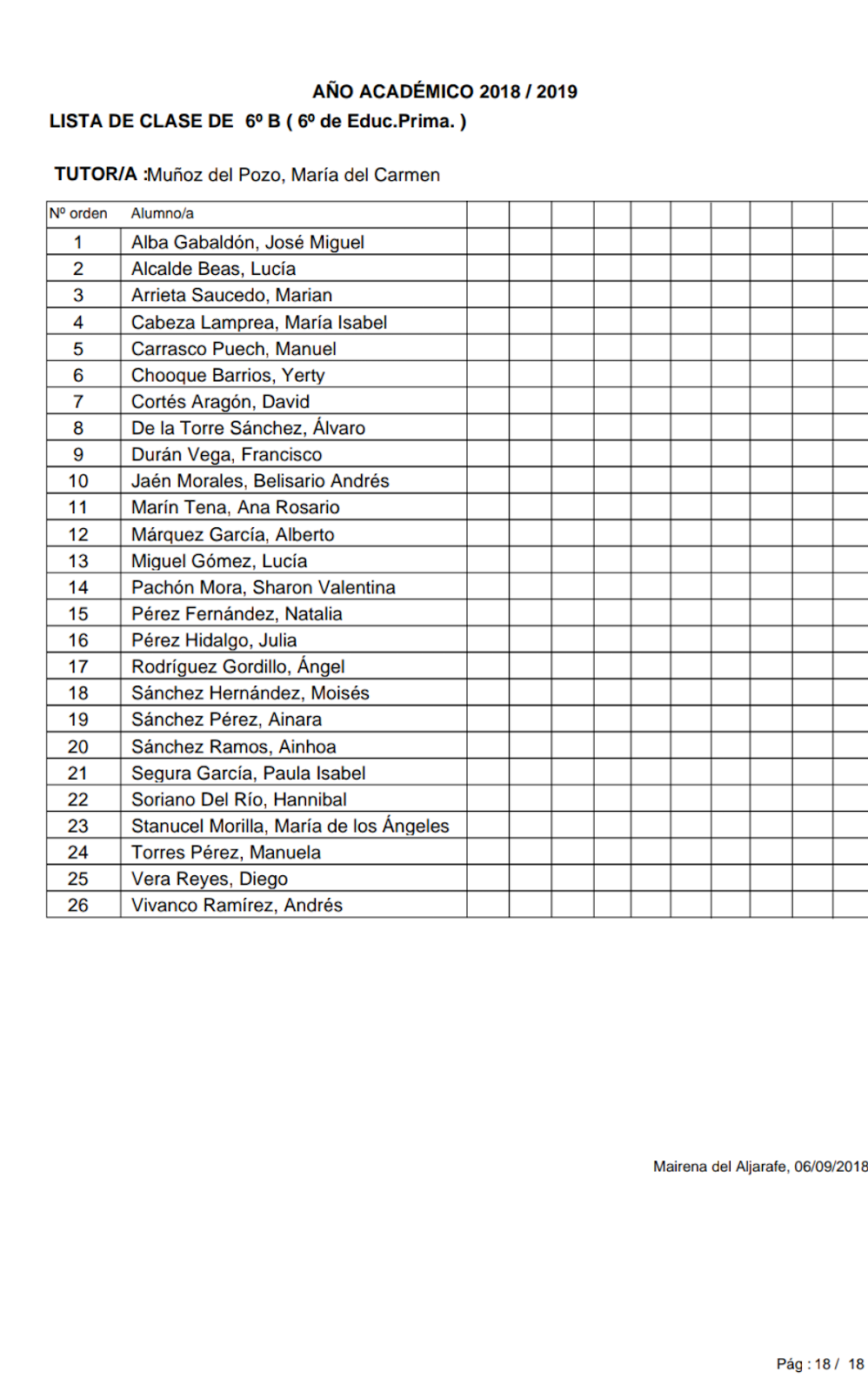 BLOG DEL CEIP LEPANTO MAIRENA: LISTAS DE CLASE INFANTIL Y PRIMARIA