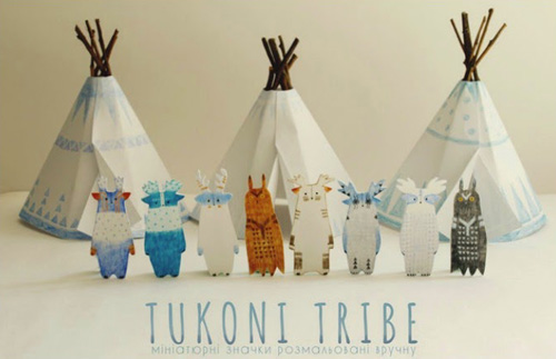 My Owl Barn: Tukoni Tribe: Hand Painted Brooches