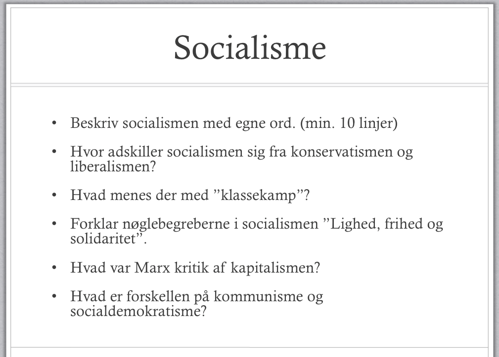 Tornbjerg 2h: Socialisme